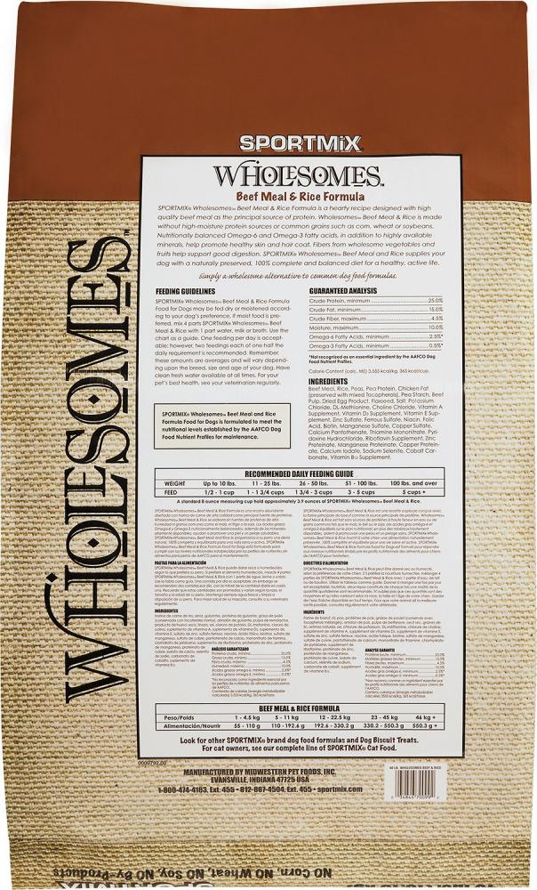 SPORTMiX Wholesomes Beef Meal & Rice Recipe Dry Dog Food - Greer, SC ...